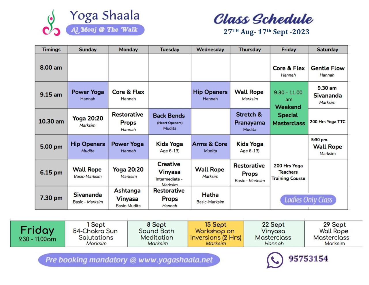 Yoga Shaala | Schedule